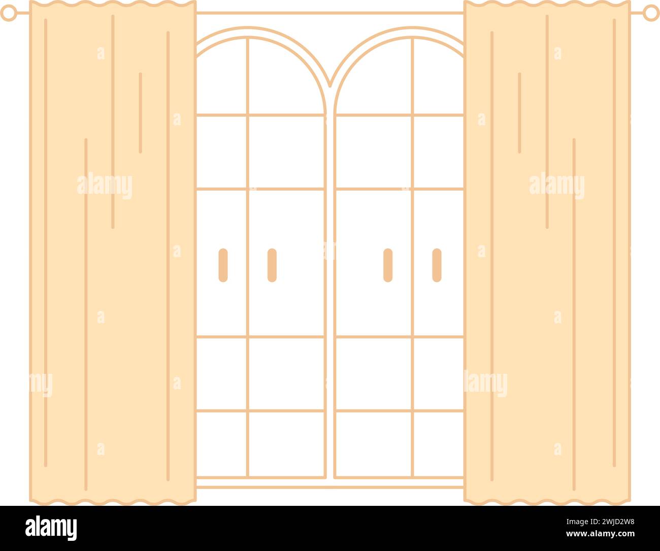 Sketch of a window with curtains Vector Stock Vector Image & Art - Alamy