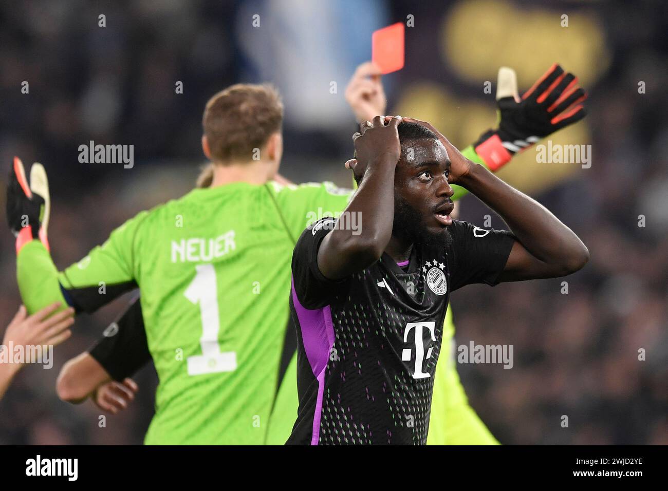 Ejection of Dayot Upamecano of Bayern Munchen by the referee Francois ...
