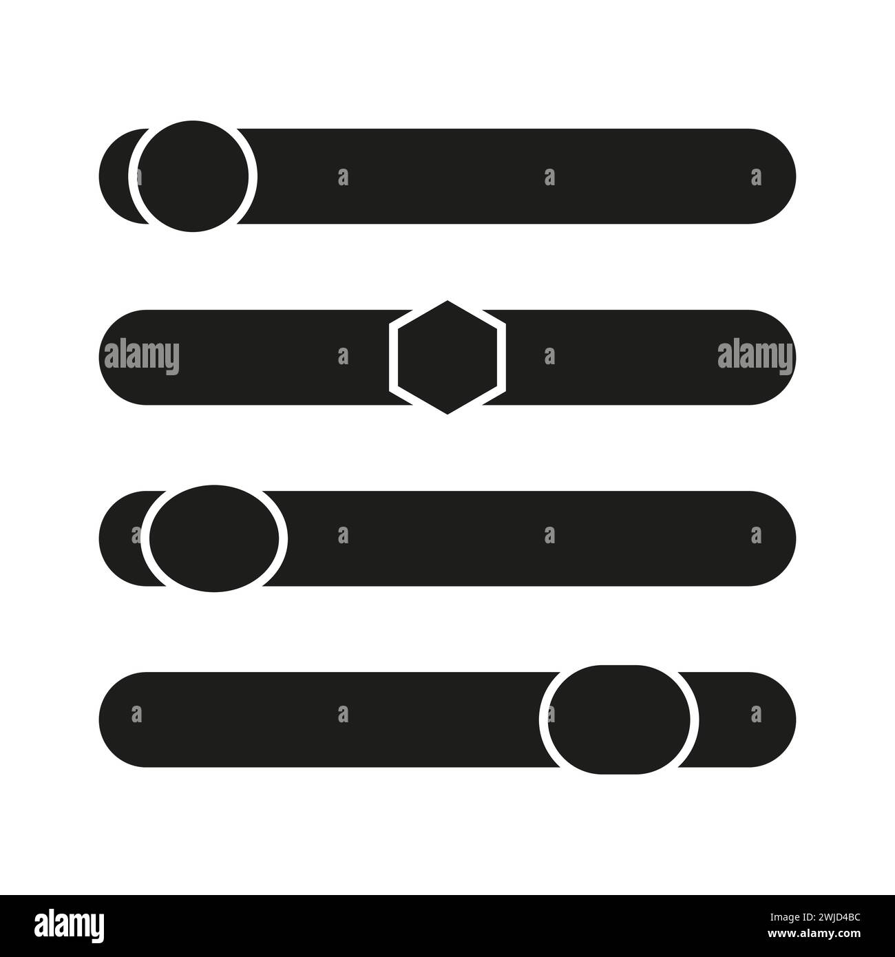 Black and White Minimalistic Progress Loading Bars. Vector illustration. EPS 10 Stock Vector ...