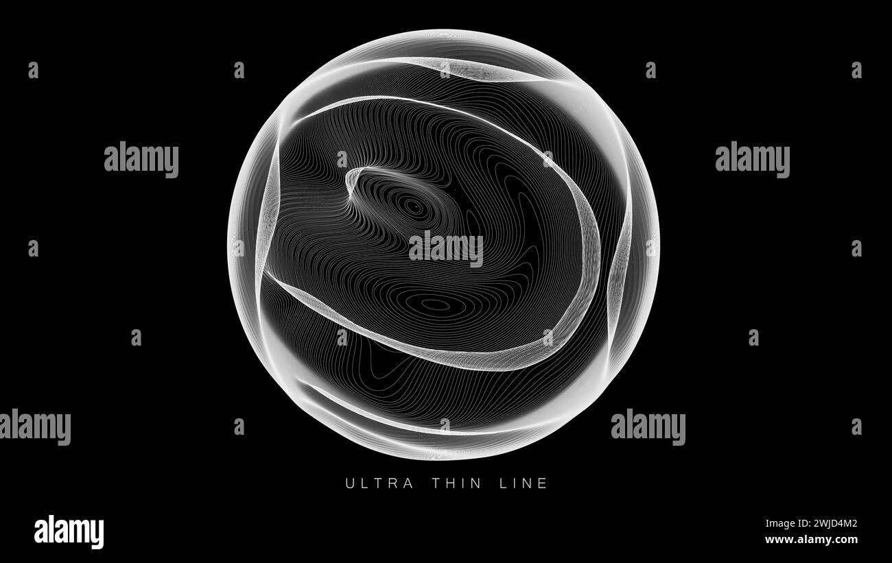 Ultra thin line fluid geometry. Dynamic vector distorted spheres Stock ...