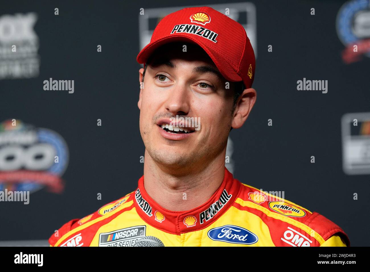 Joey Logano during the NASCAR Daytona 500 auto racing media day ...