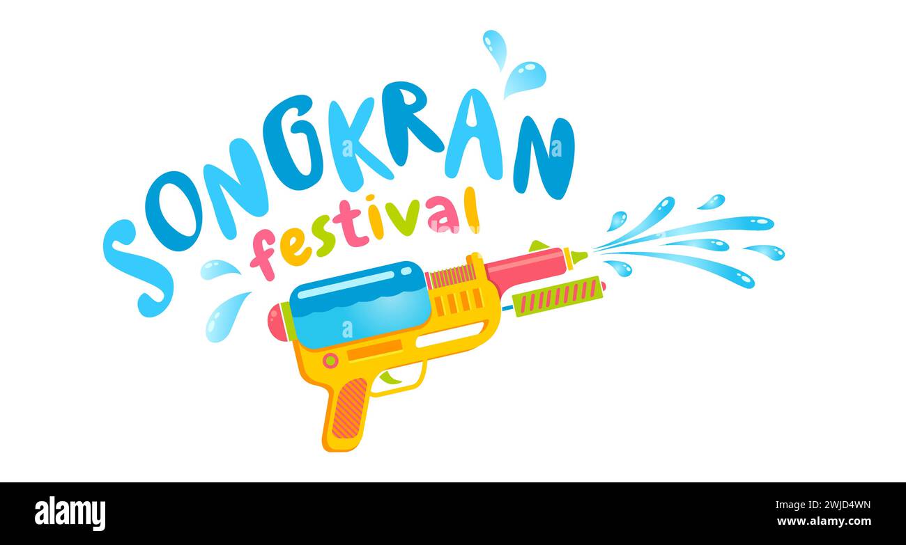 Vector logo with water gun for Songkran festival in Thailand. Logo for ...