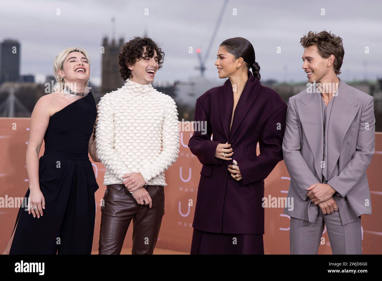 Florence Pugh, from left, Timothee Chalamet, Zendaya and Austin Butler ...