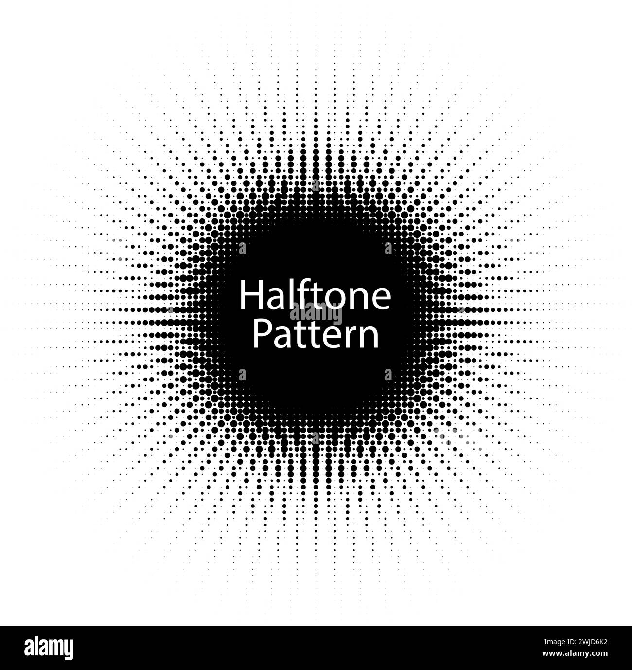 Halftone design element. circle frame dotted background. Round border Icon using halftone random ...