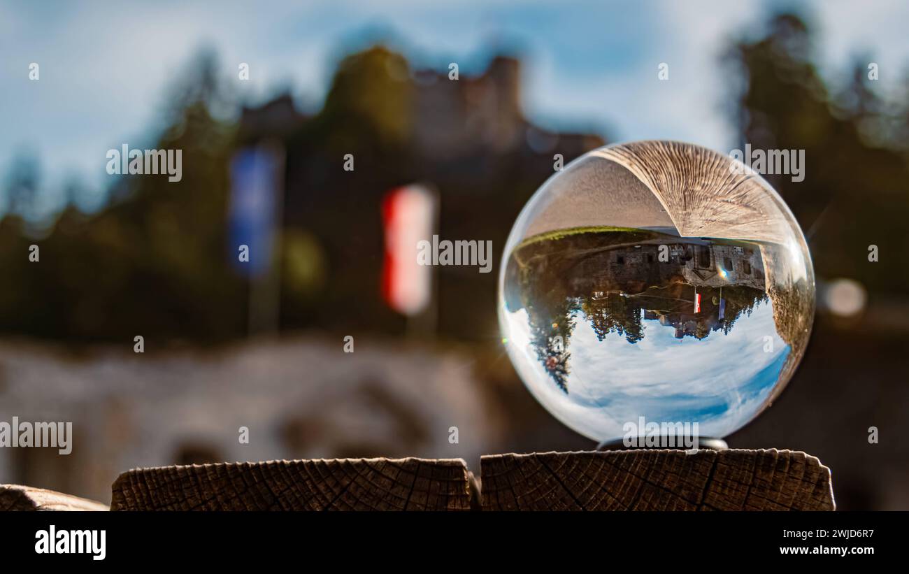 Crystal ball alpine landscape shot at the famous Highline 179 ...