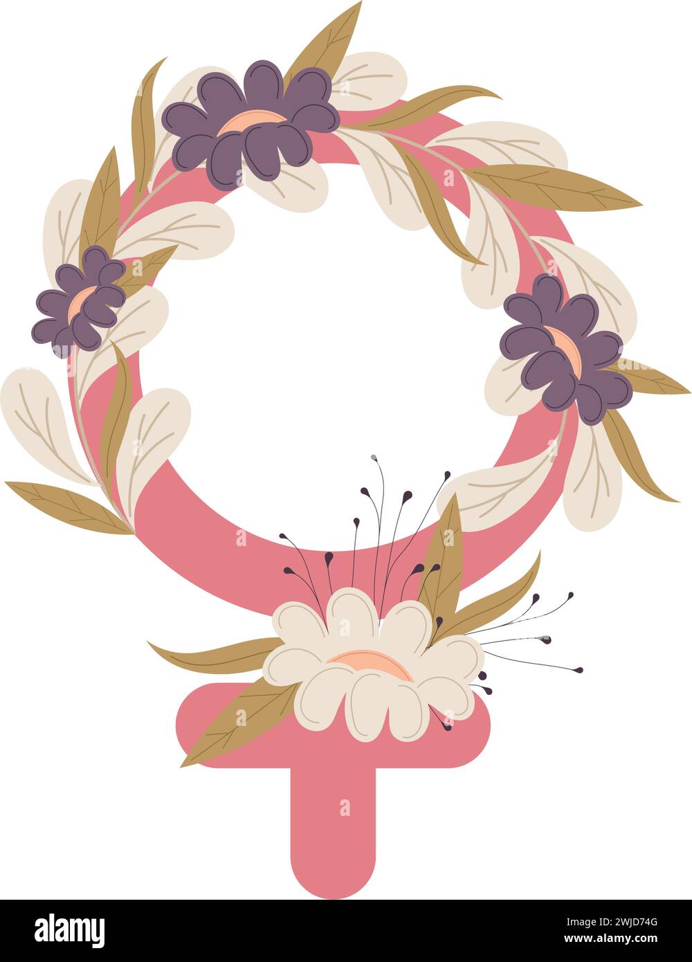 Female symbol decorated with flowers Vector Stock Vector Image & Art ...