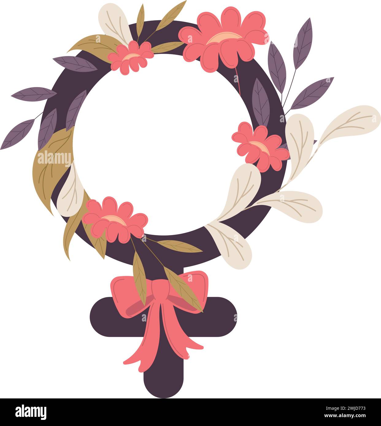 Female symbol decorated with flowers Vector Stock Vector Image & Art ...