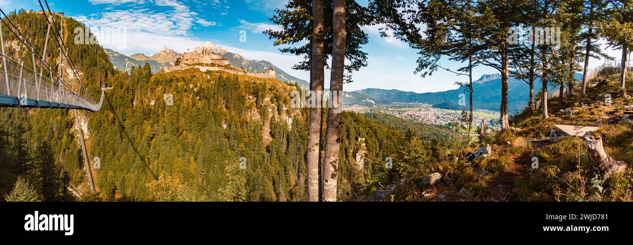 High resolution stitched alpine summer panorama at the famous Highline ...