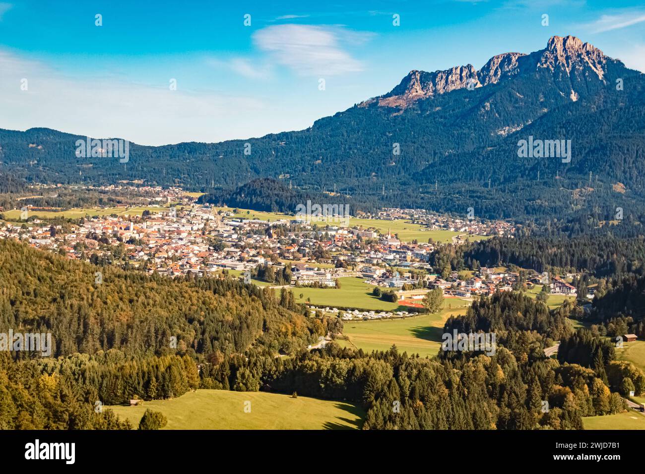 Alpine summer view at the famous Highline 179 suspension bridge and the ...