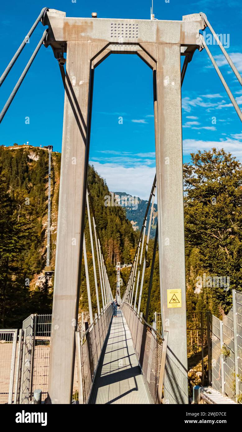 Alpine summer view at the famous Highline 179 suspension bridge and the ...