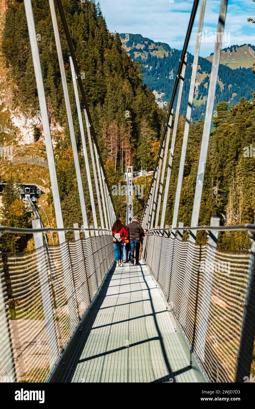 Geometric alpine summer view at the famous Highline 179 suspension ...