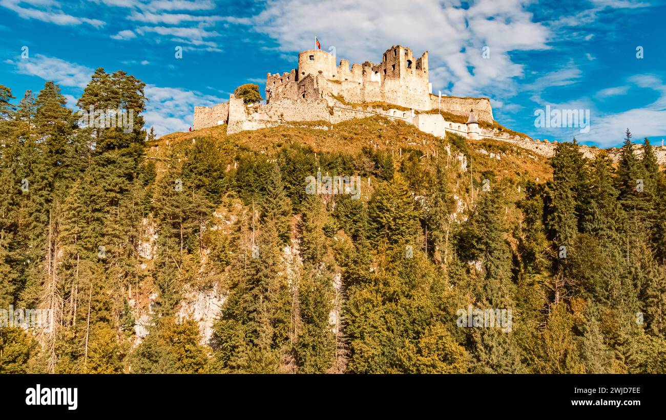 Alpine summer view at the famous Highline 179 suspension bridge and the ...