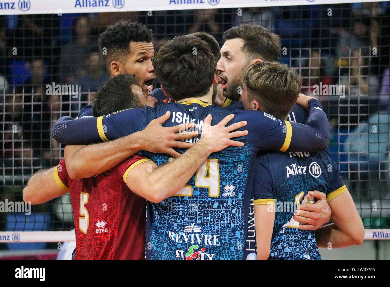 Milano, Italy. 14th Feb, 2024. POWERVOLLEY MILANO during Allianz Milano ...