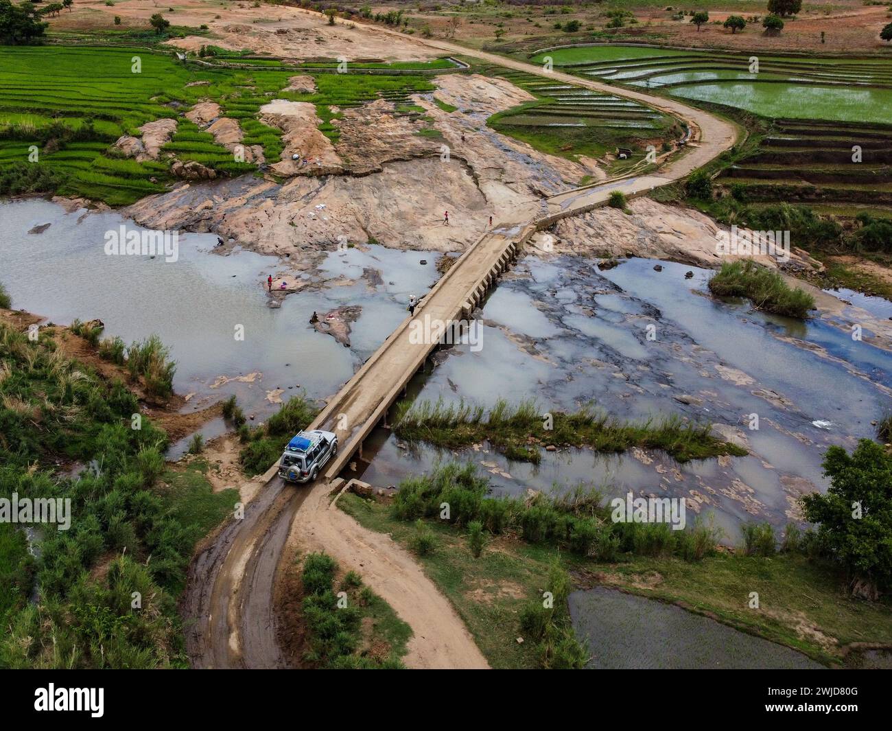 Crossing the bridge in Africa, Madagascar Stock Photo - Alamy