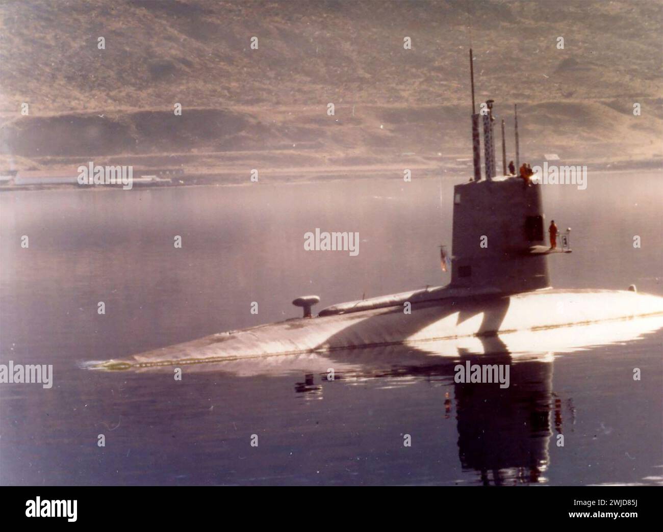 The Nuclear Powered Submarine, USS Scamp, Anchored off the Coast During ...