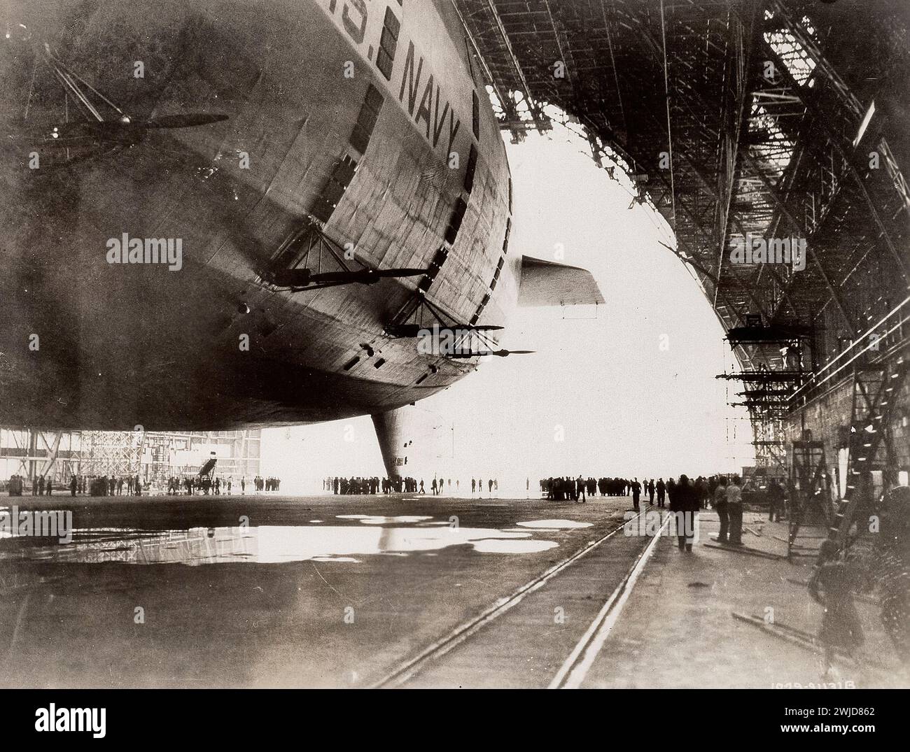 Photograph of the USS Akron in the Goodyear-Zeppelin Dock 1933 Stock ...