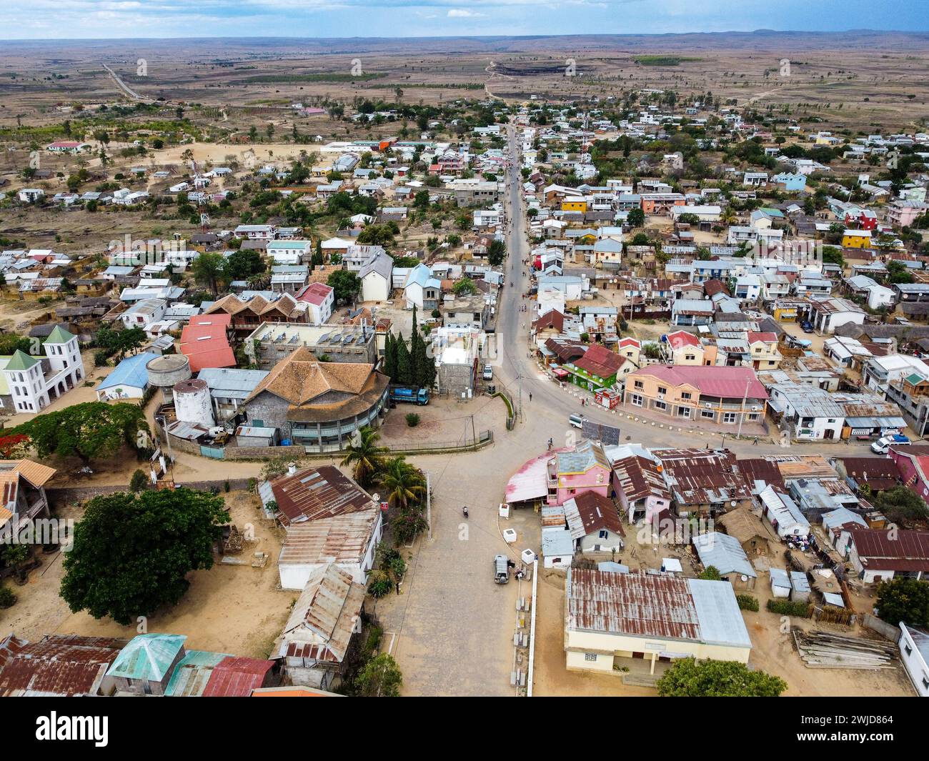 African town from drone, Madagascar Stock Photo - Alamy