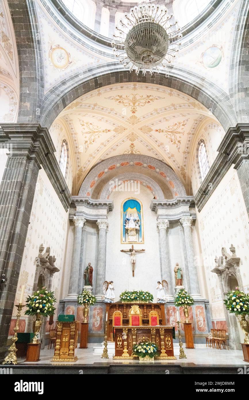 Interior view of Santa María de la Asunción parish church on Hidalgo ...