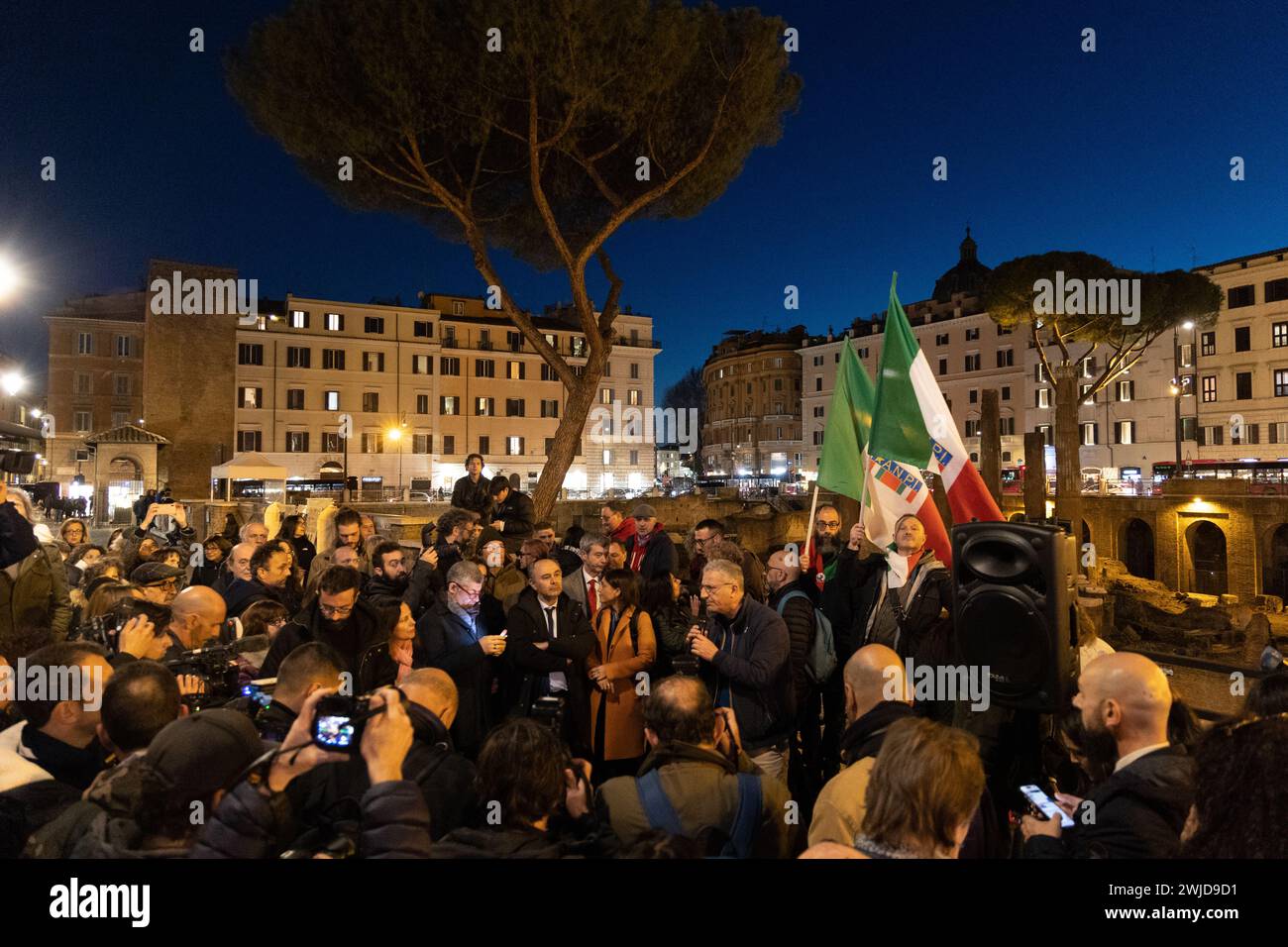 Rome, Italy. 14th Feb, 2024. Torchlight procession in Rome to ask for ...