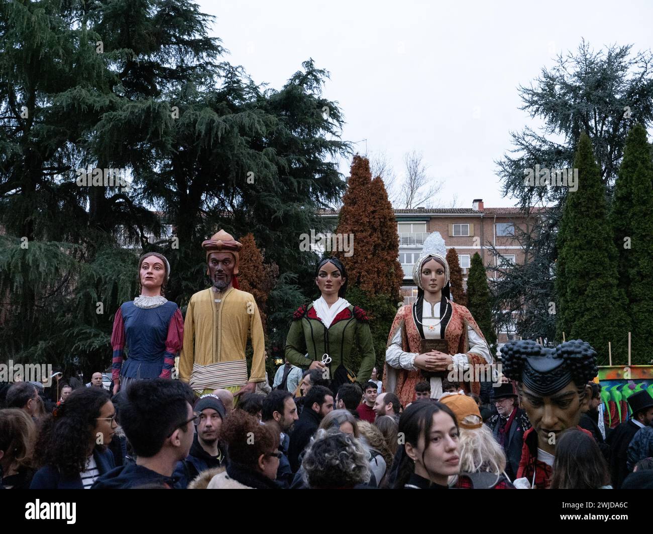 Madrid, Spain. 14th February, 2024. People watching the giants, part of ...