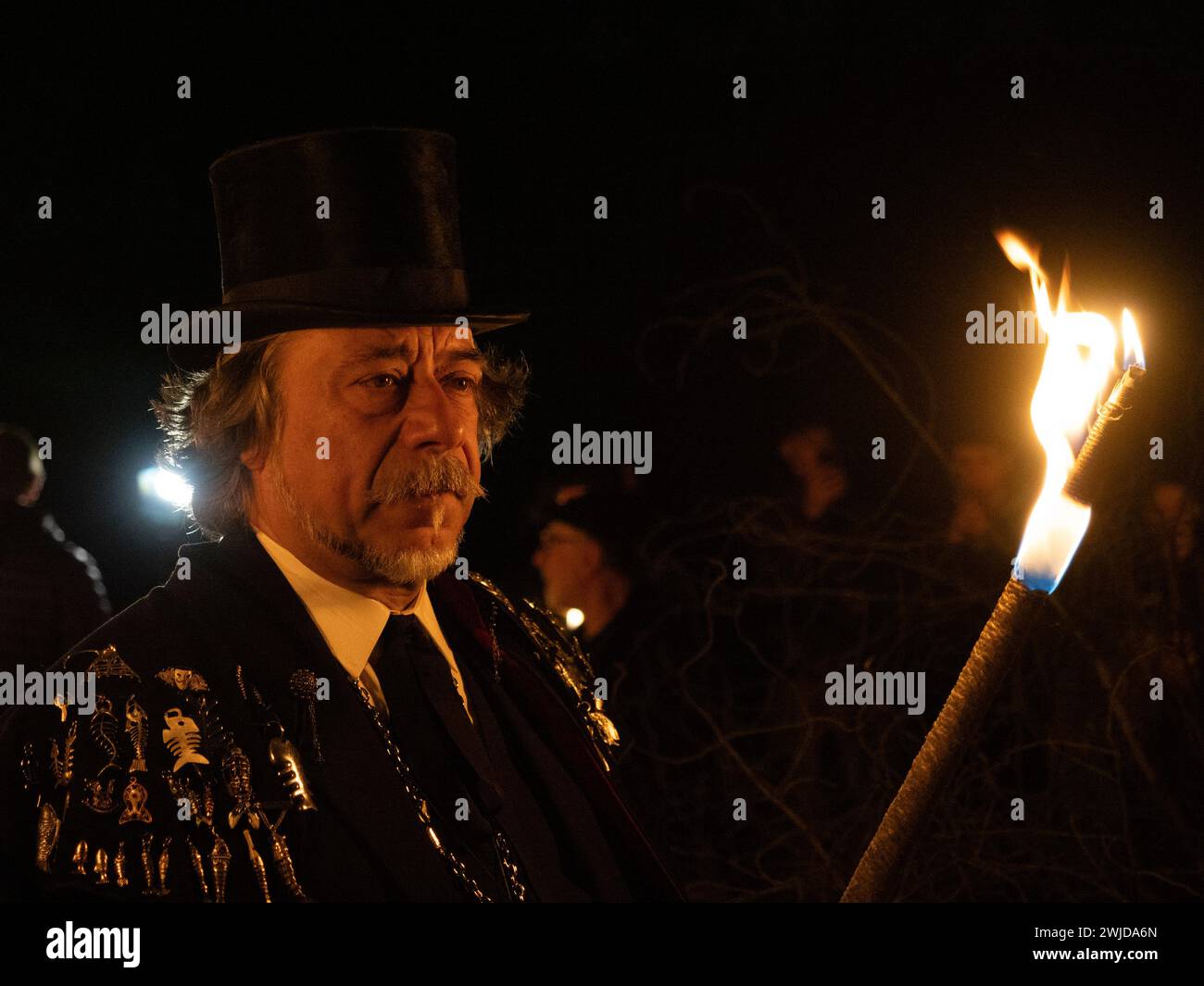 Madrid, Spain. 14th February, 2024. Aure, a member of the brotherhood ...