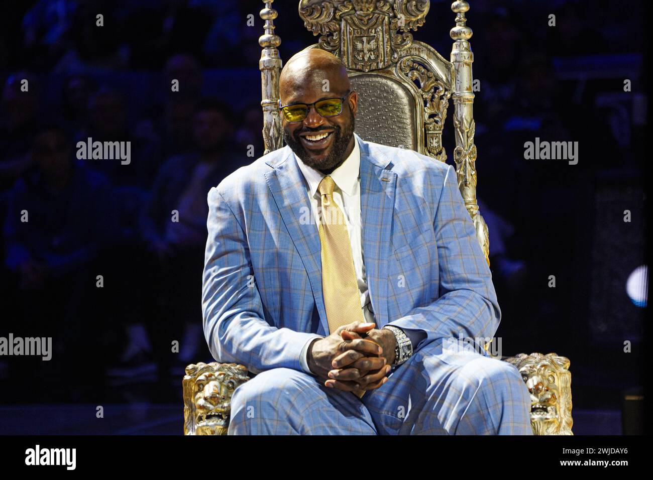 Orlando, Florida, USA, February 13, 2024, Shaquille O'Neal sitting and ...