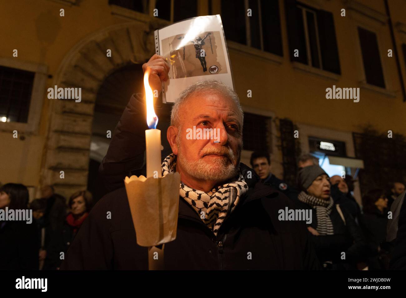 Rome, Italy. 14th Feb, 2024. Torchlight procession in Rome to ask for ...