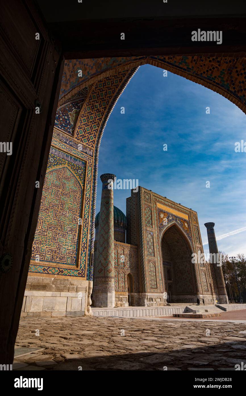 The colorful madrassas of the Registan in Samarkand were universities ...