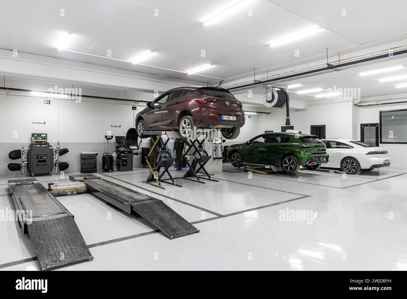 Istanbul Turkey 23 March 2023; Car on the life in car repair service ...