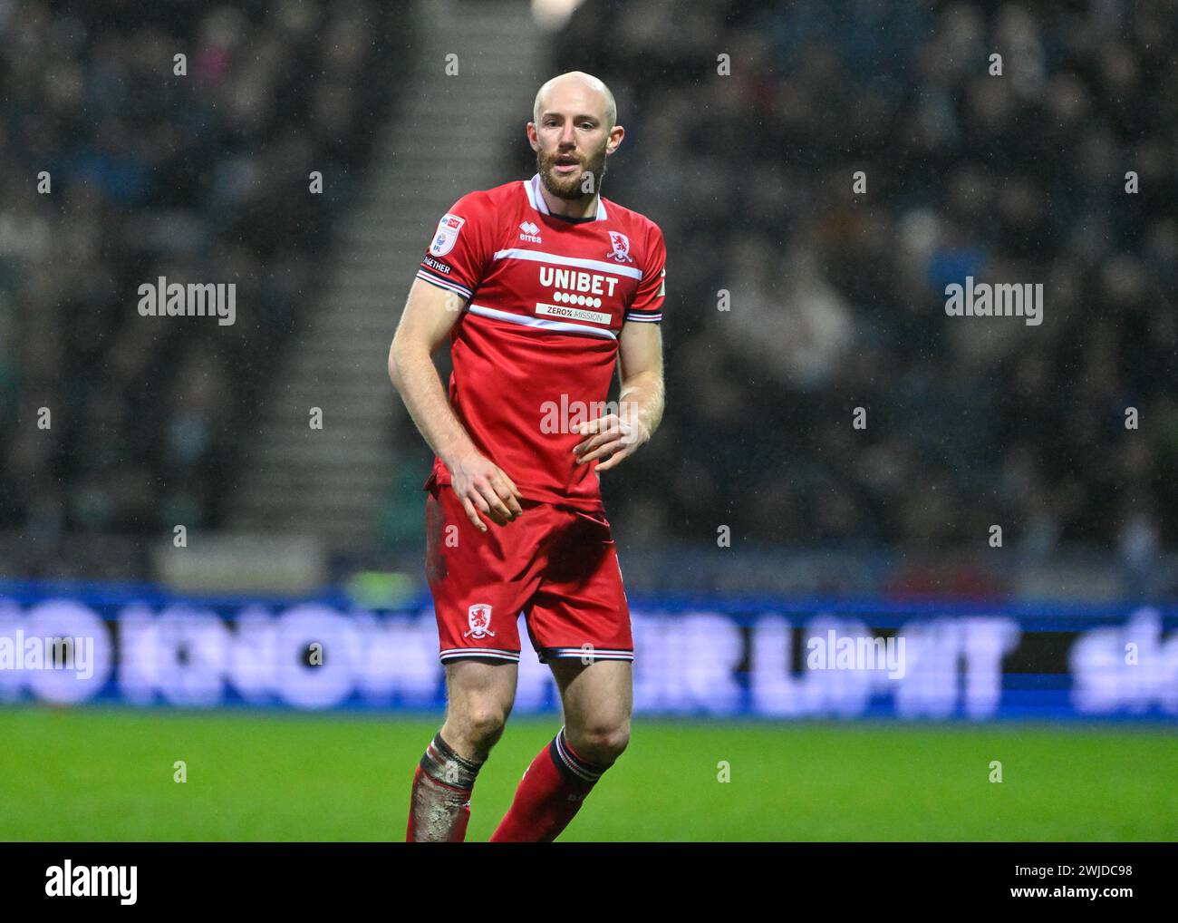 Preston, UK. 14th Feb, 2024. Matthew Clarke of Middlesbrough, during ...