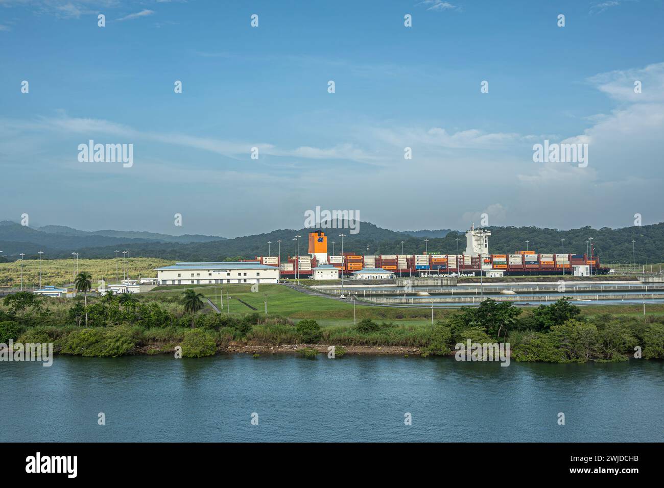 Panama Canal, Panama - July 24, 2023: Machinery building, edificia de ...
