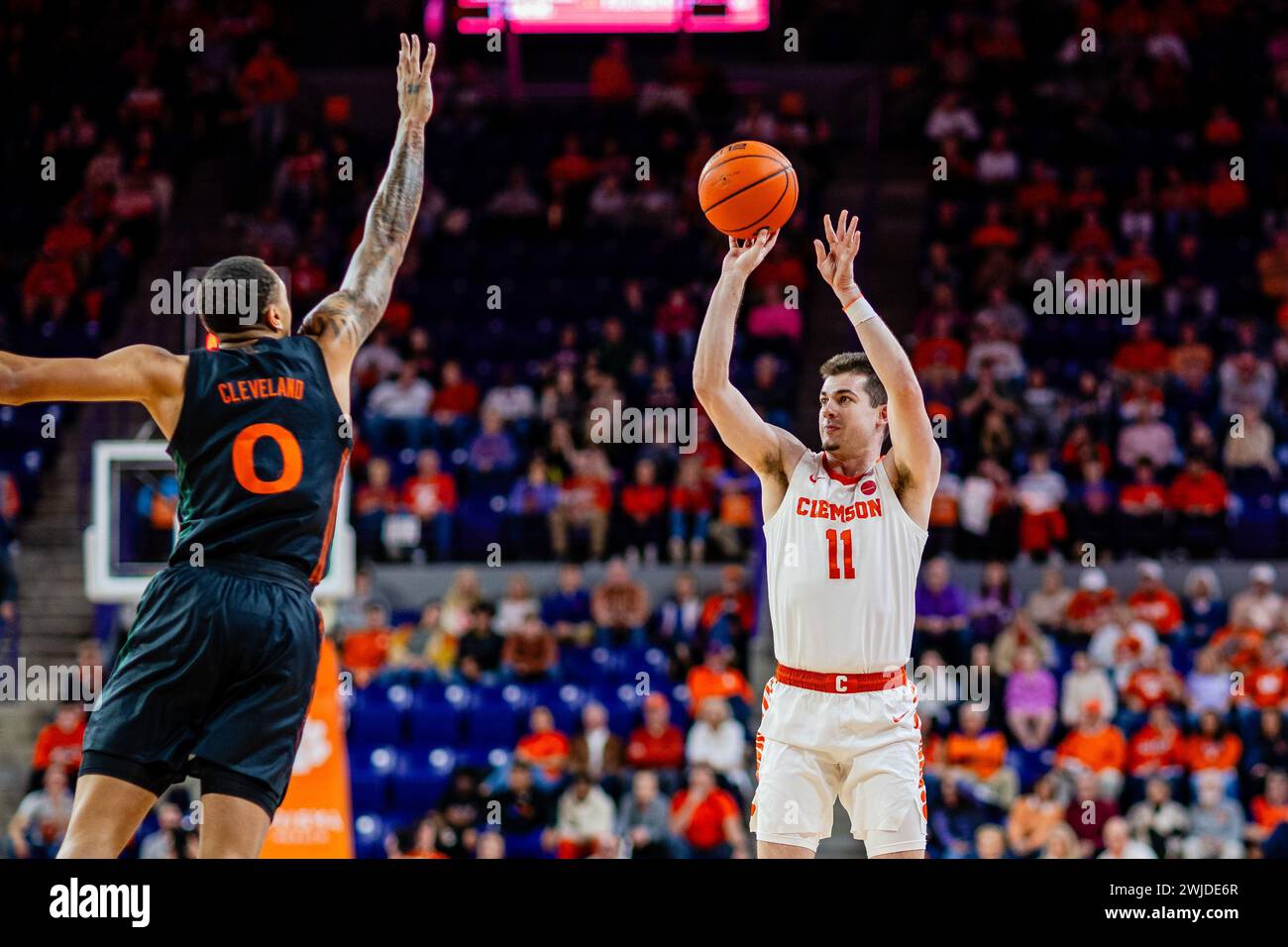 February 14, 2024: Clemson Tigers guard Joseph Girard III (11) shoots ...