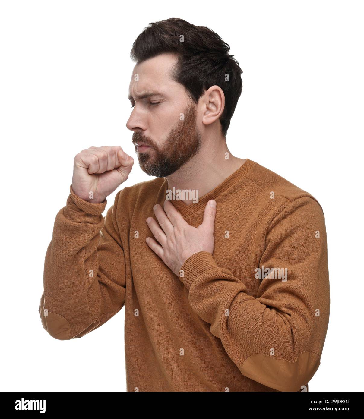 Sick male coughing symptoms bronchitis hi-res stock photography and ...