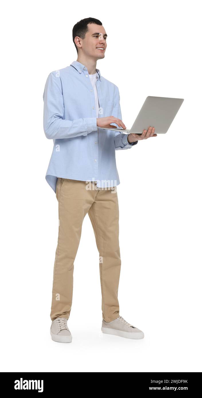 Man using computer social Cut Out Stock Images & Pictures - Alamy
