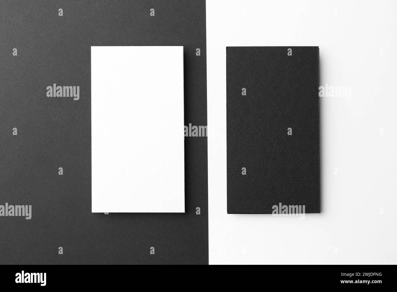 Blank business cards on color background, flat lay. Mockup for design ...