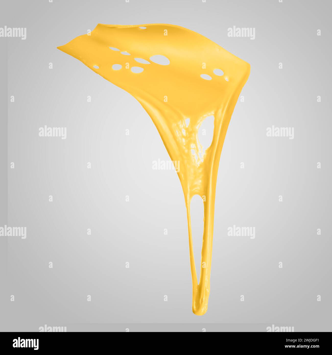 Tasty cheese stretching in air on grey background Stock Photo - Alamy