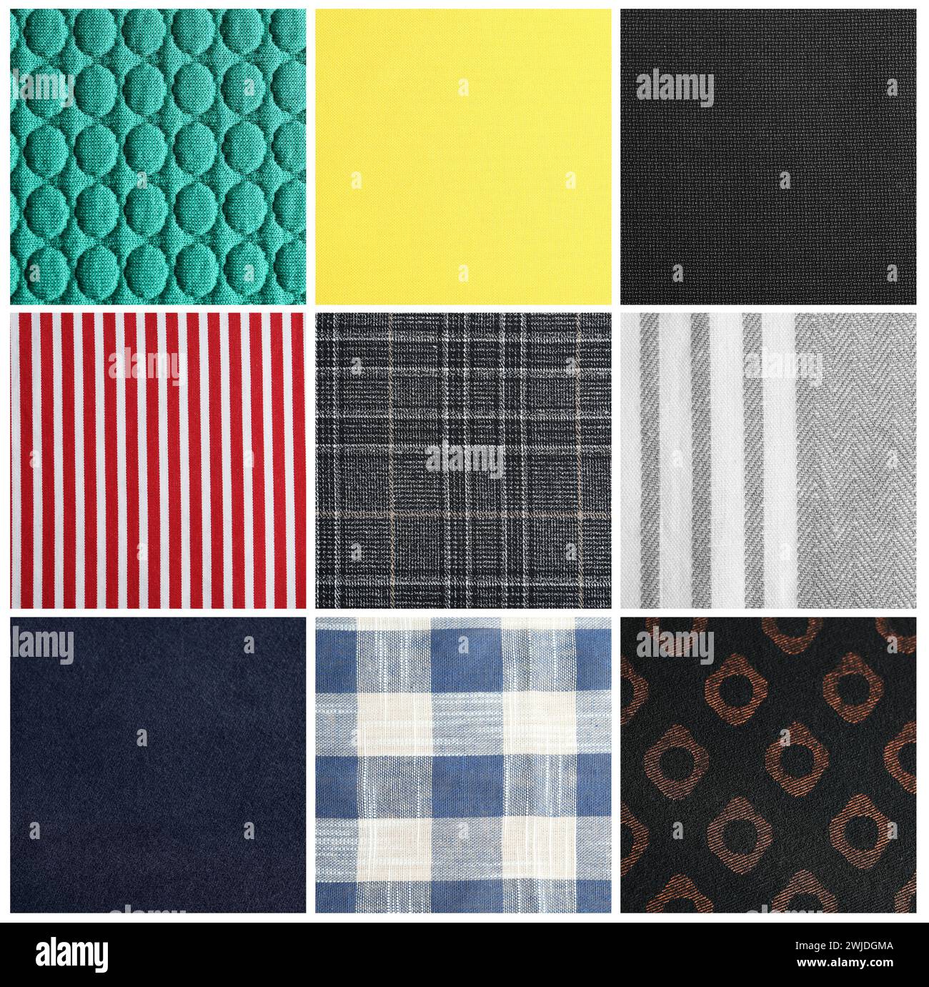 Textures of different colorful fabrics, top view Stock Photo - Alamy