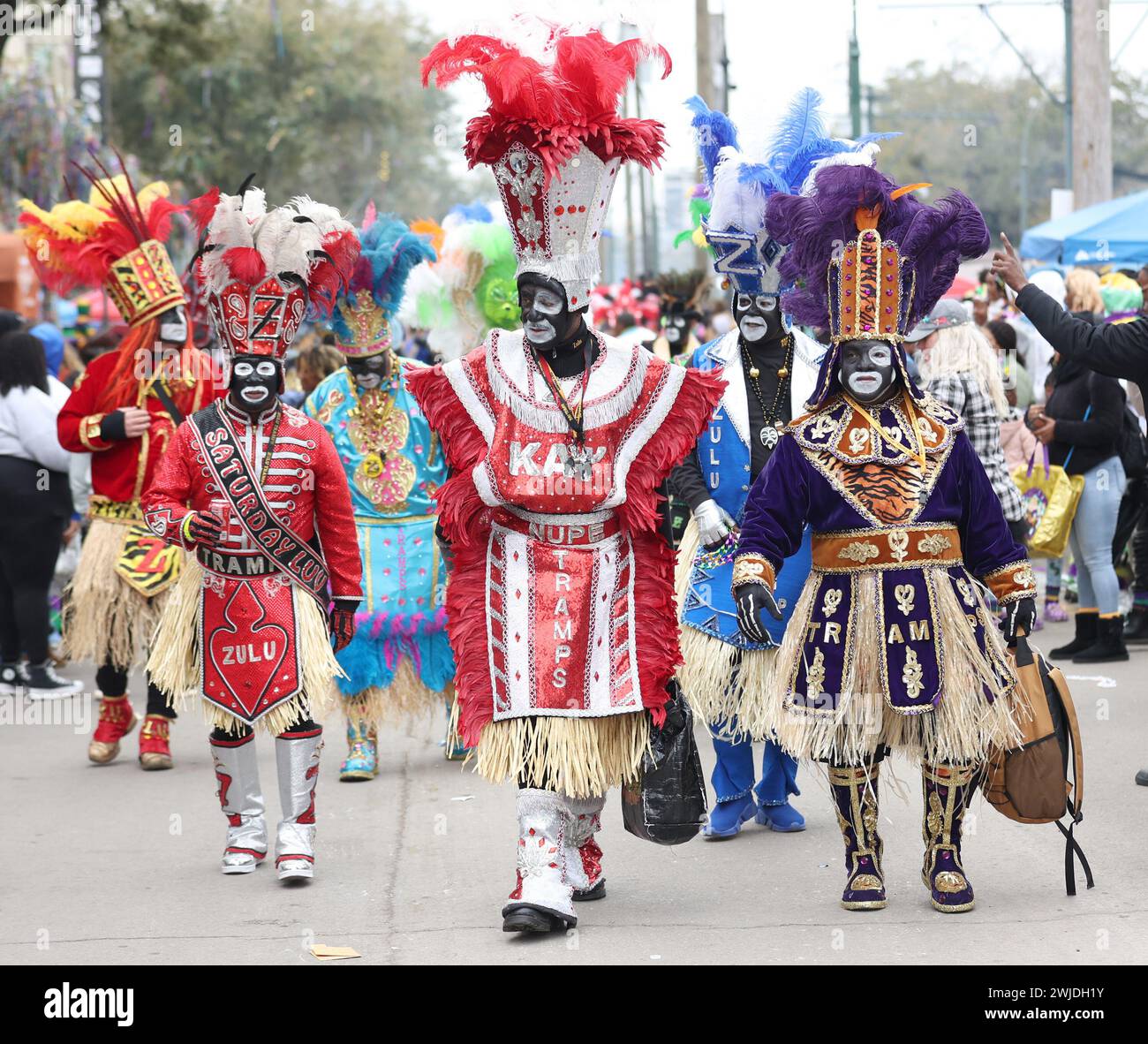 New Orleans, USA. 13th Feb, 2024. The Zulu Tramps walk through during ...
