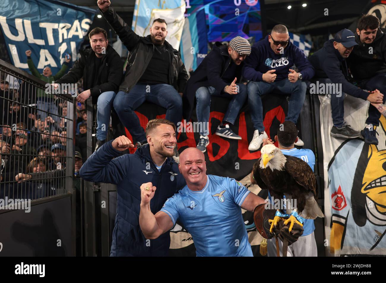 Rome, Italy. 14th Feb, 2024. Ciro Immobile of SS Lazio poses with Juan ...