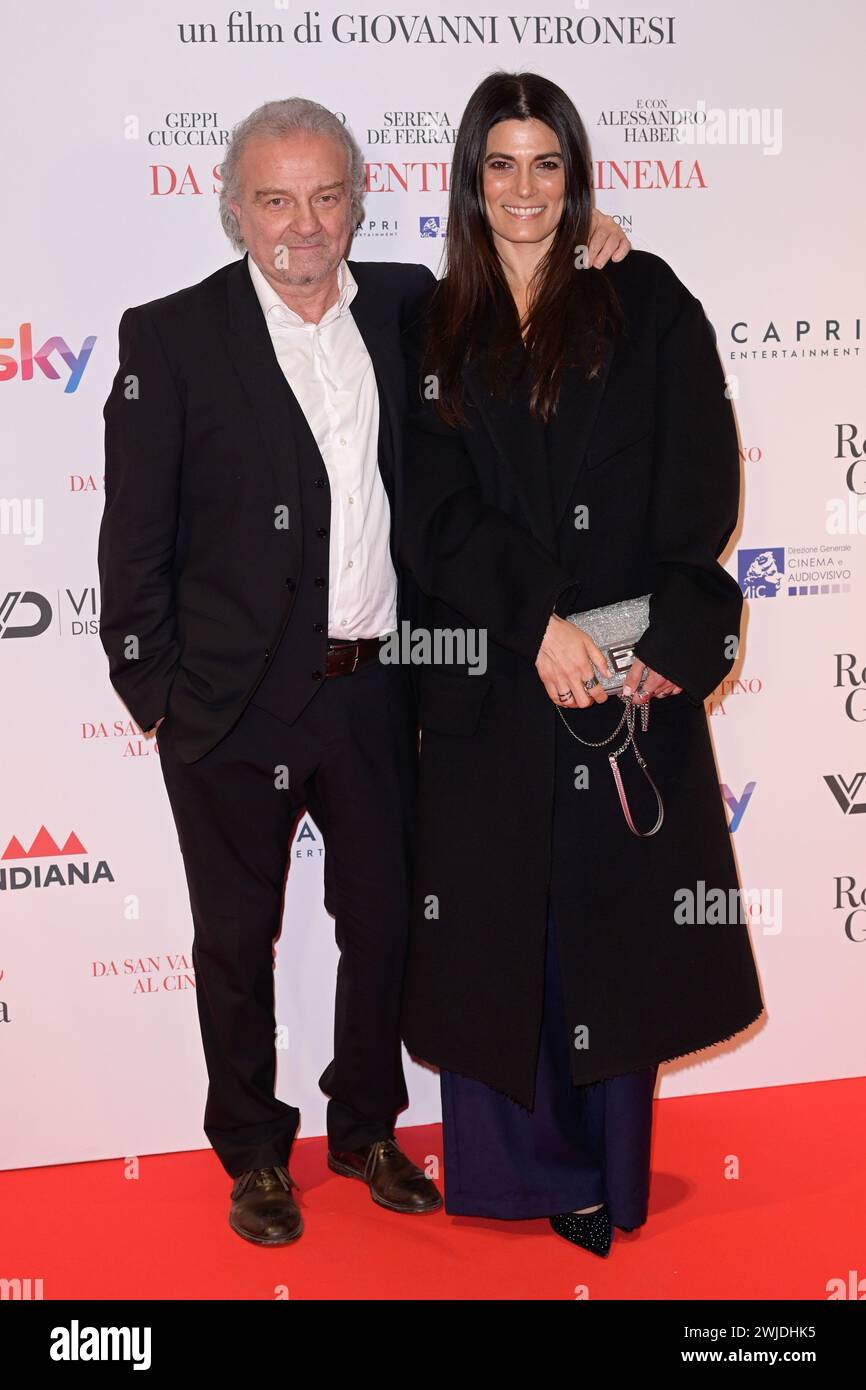 Rome, Italy. 14th Feb, 2024. Giovanni Veronesi (L) and Valeria Solarino ...