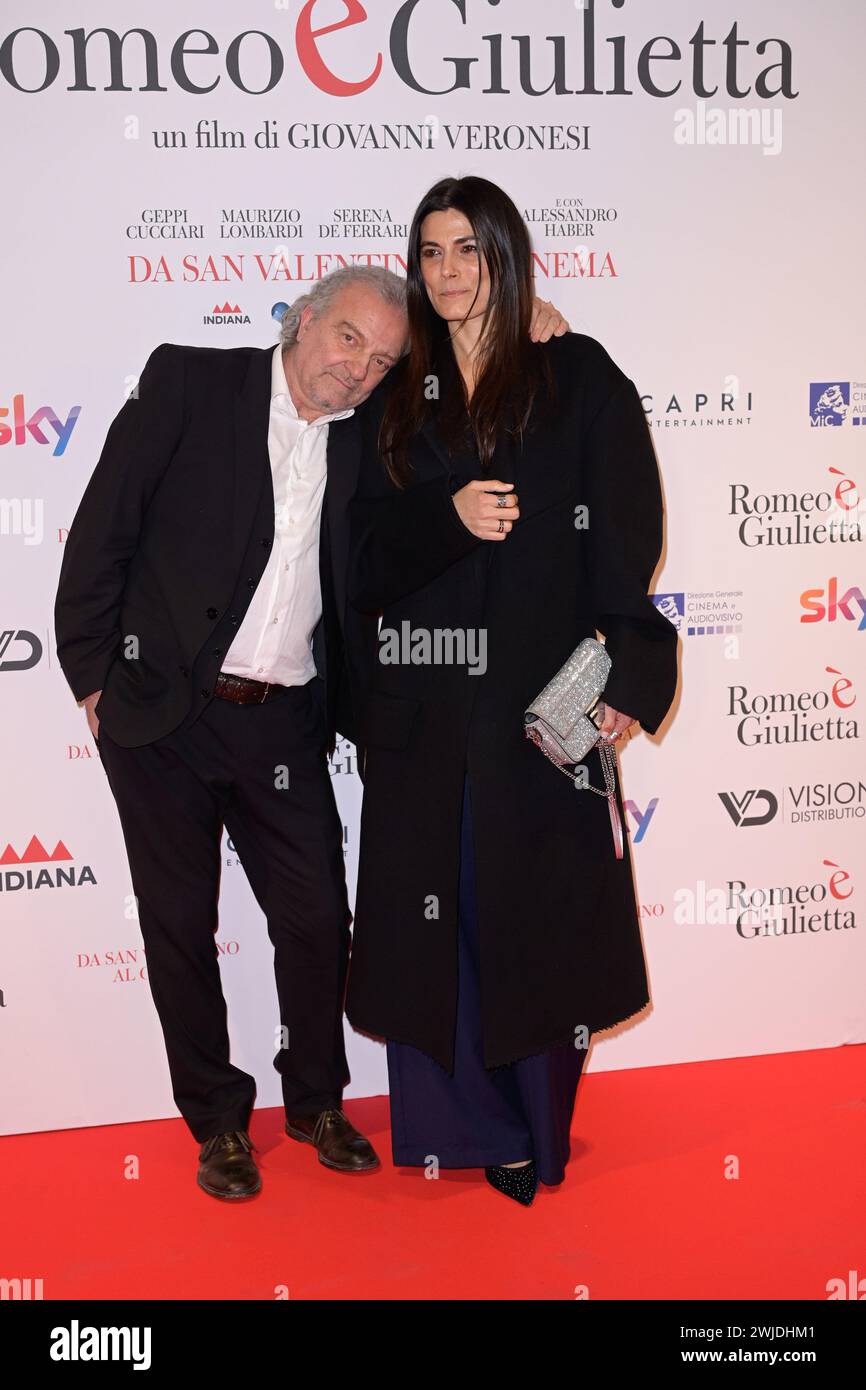 Rome, Italy. 14th Feb, 2024. Giovanni Veronesi (L) and Valeria Solarino ...