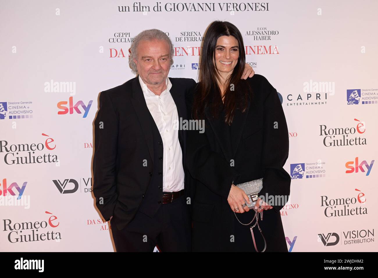 Rome, Italy. 14th Feb, 2024. Giovanni Veronesi (L) and Valeria Solarino ...