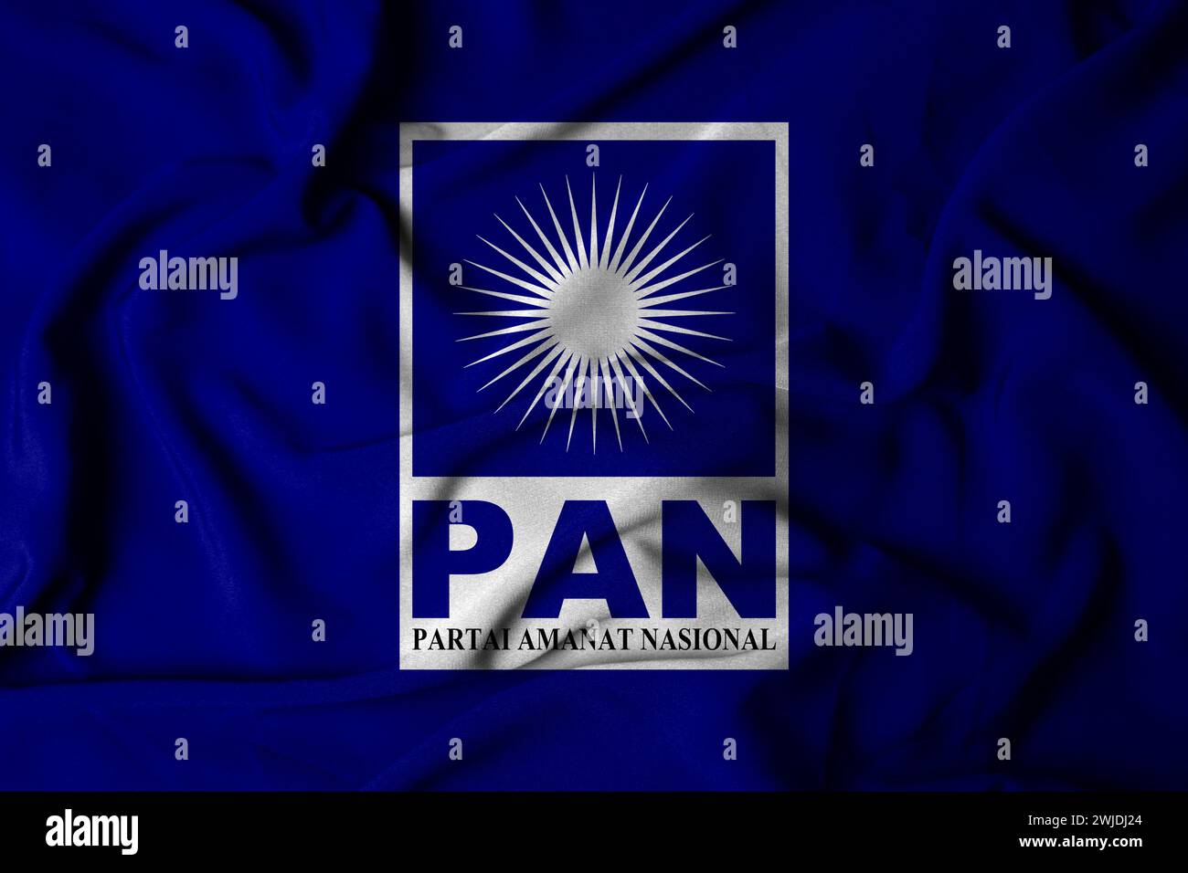 Selective focus of PAN Party flag, with waving fabric texture. The ...