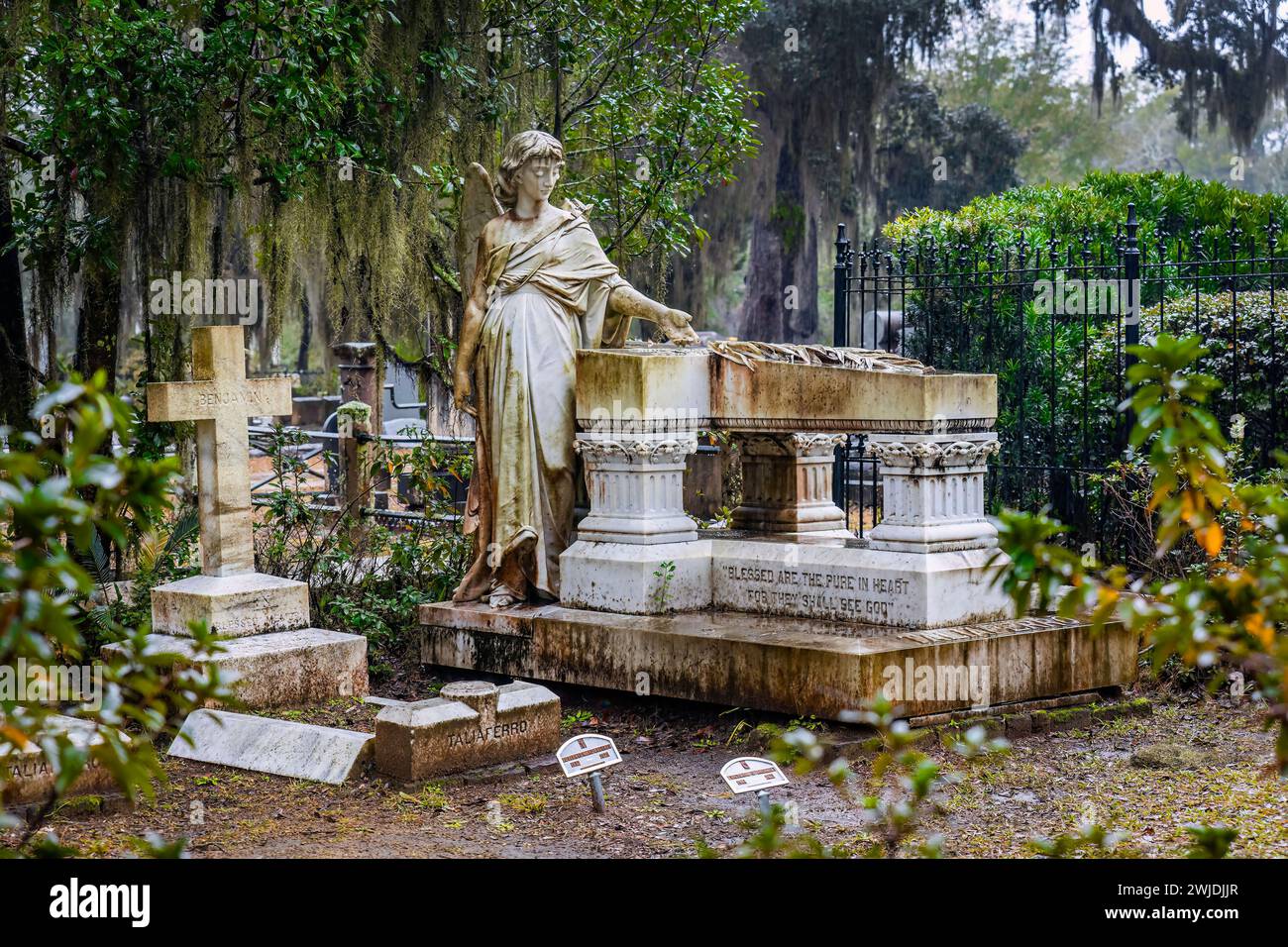 Savannah, GA, USA - 12-26-2023: Taliaferro Angel monument at ...