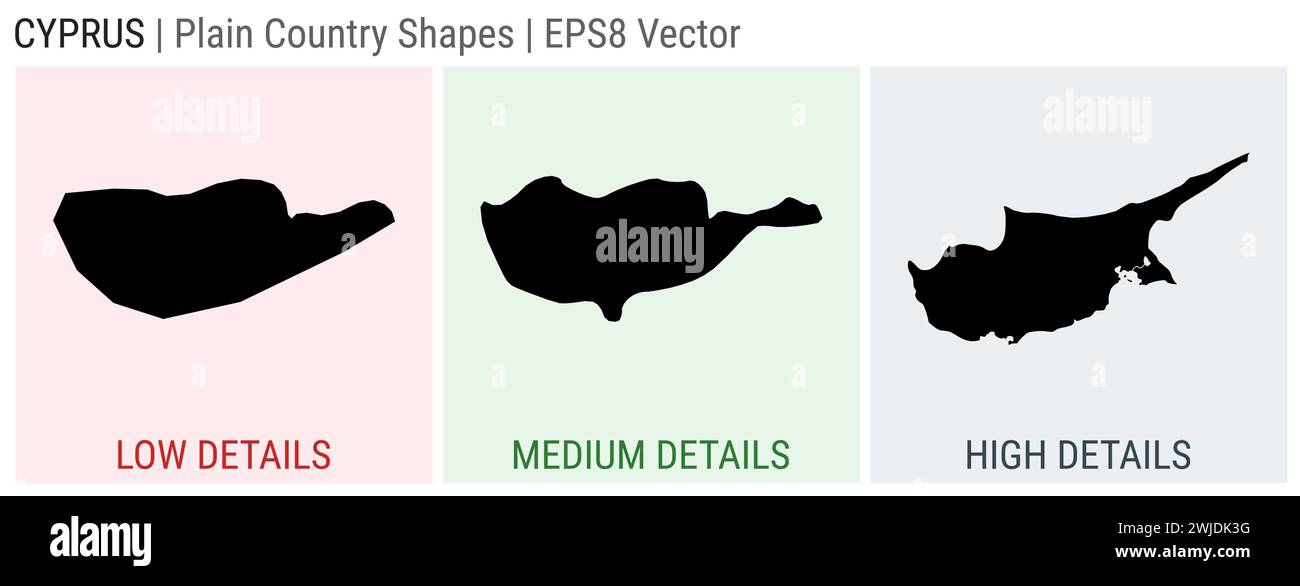 Cyprus - plain country shape. Low, medium and high detailed maps of ...