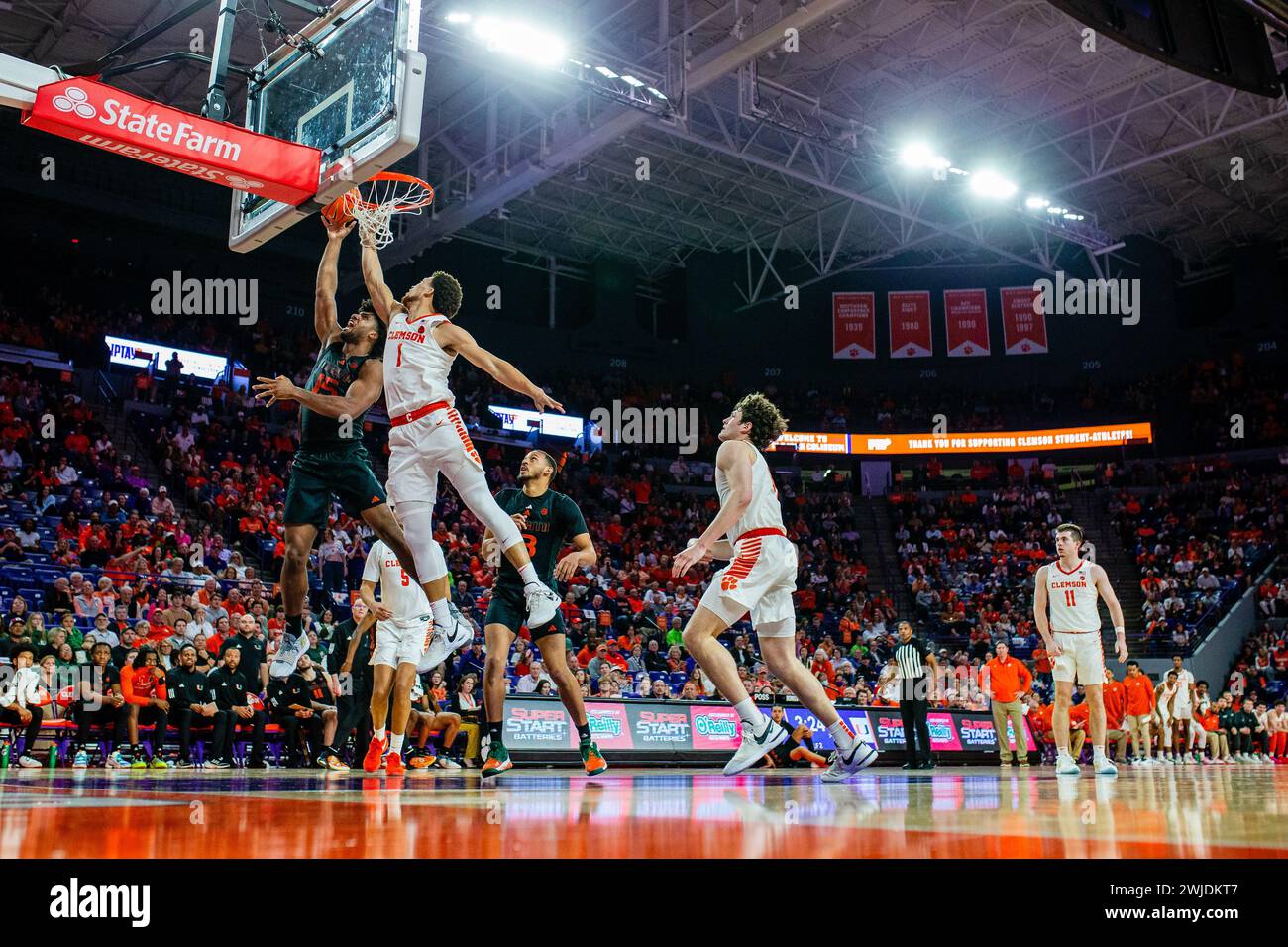Clemson, SC, USA. 14th Feb, 2024. Miami (Fl) Hurricanes forward Norchad ...