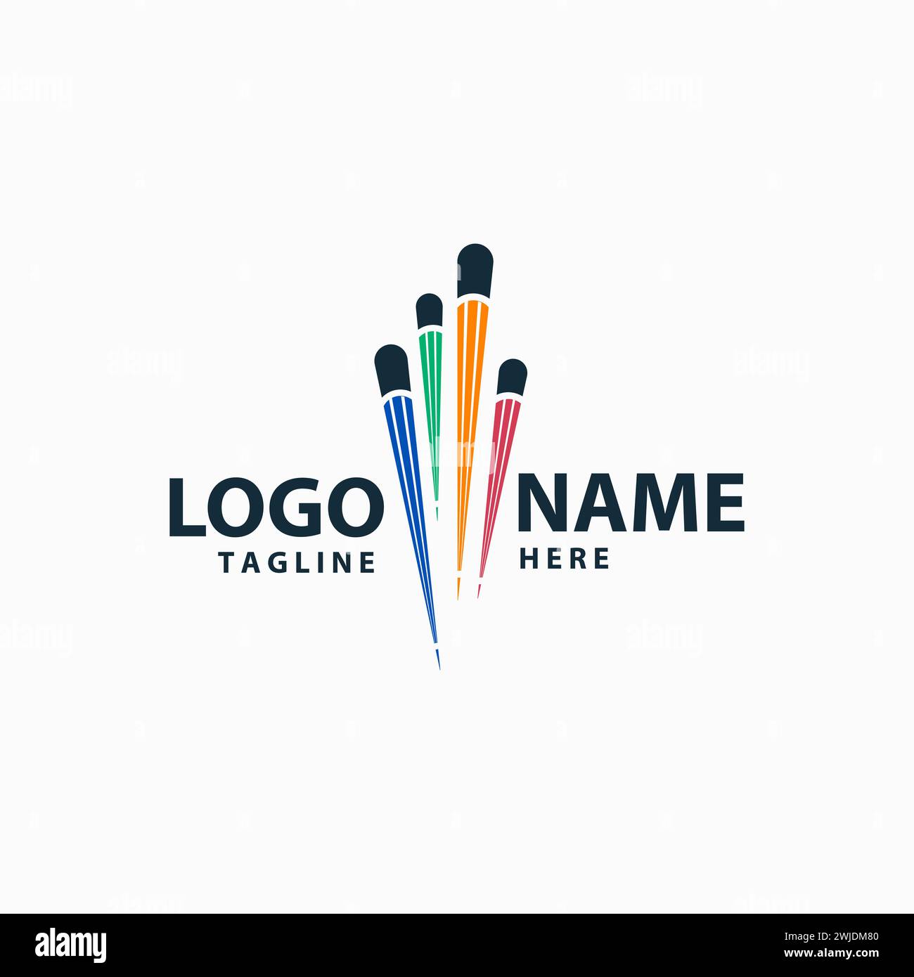 colorful pencils logo design vector Stock Vector Image & Art - Alamy