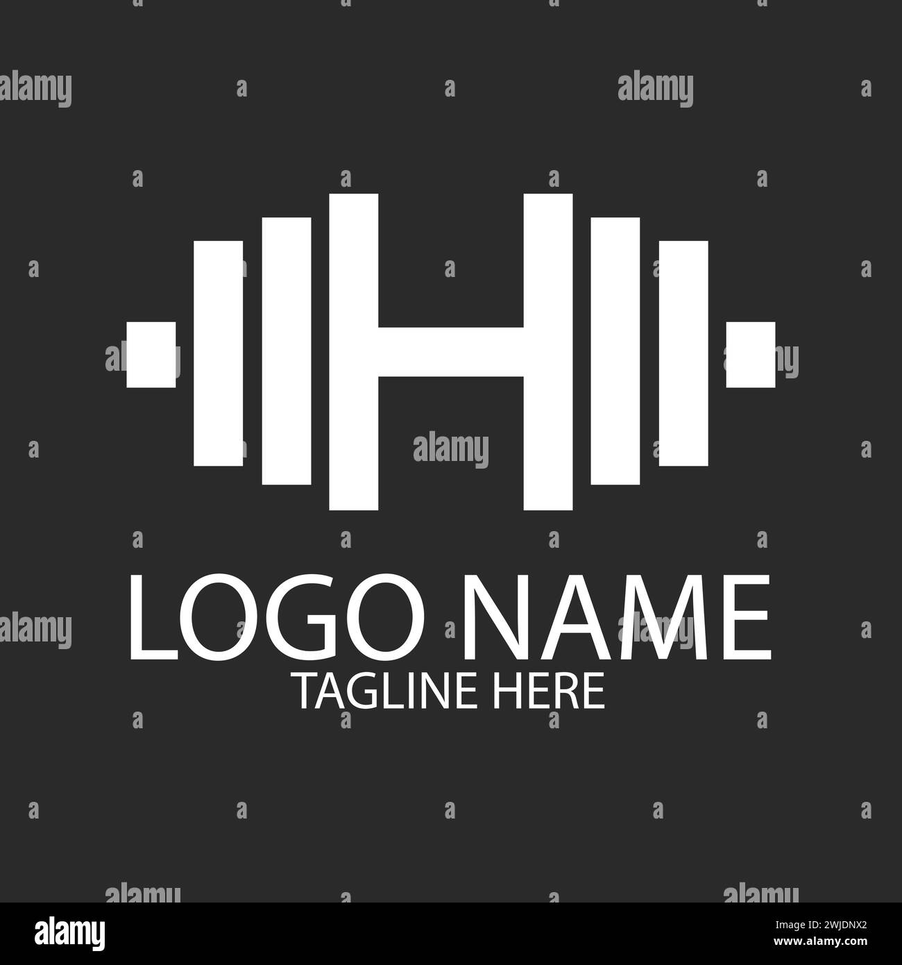 letter H dumbbell logo design vector Stock Vector Image & Art - Alamy