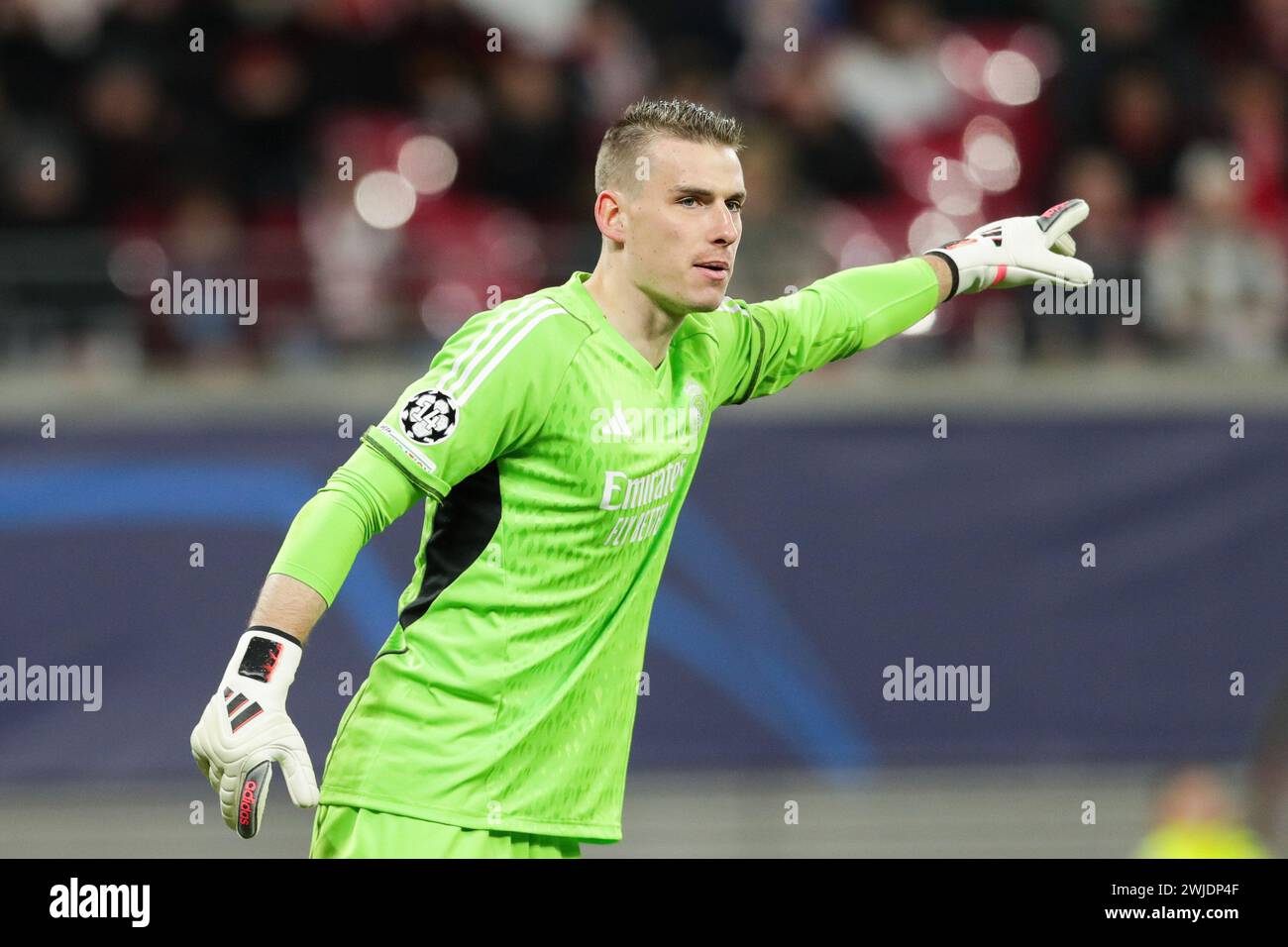 Leipzig, Germany. 13th Feb, 2024. Andrij Lunin of Real Madrid seen ...