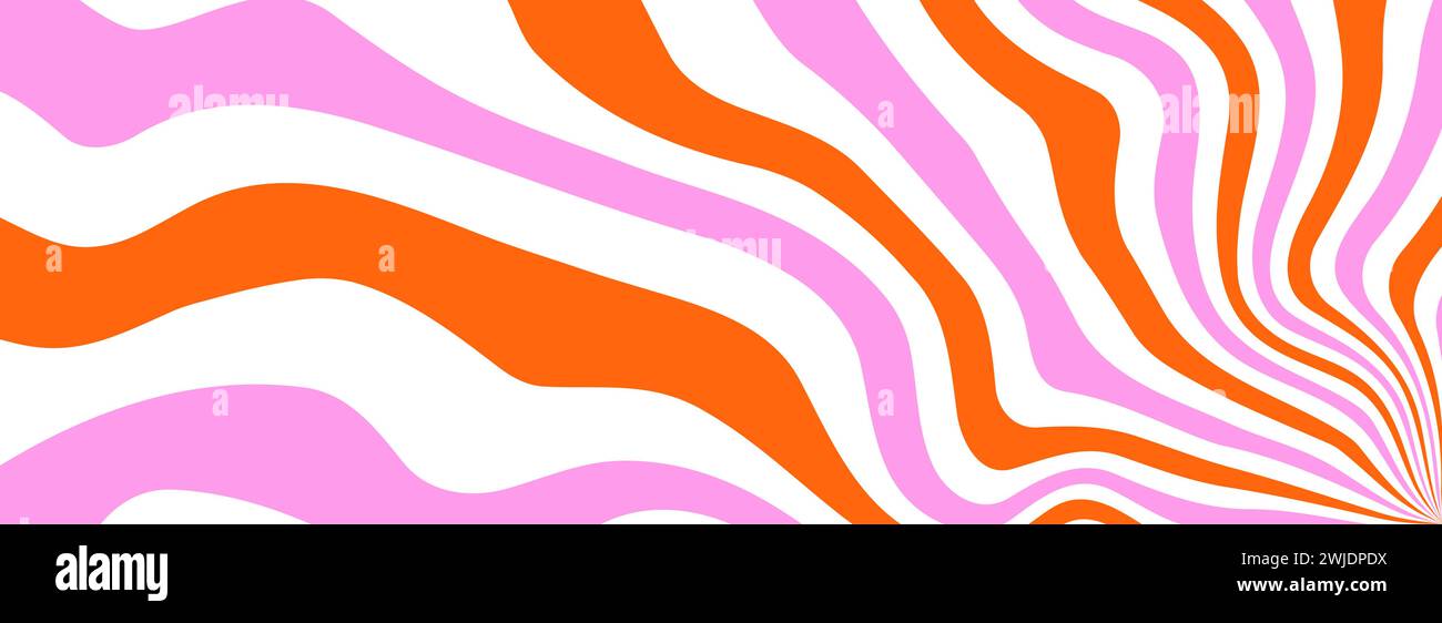 Orange pink trippy burst line background. Psychedelic wavy stripe ...